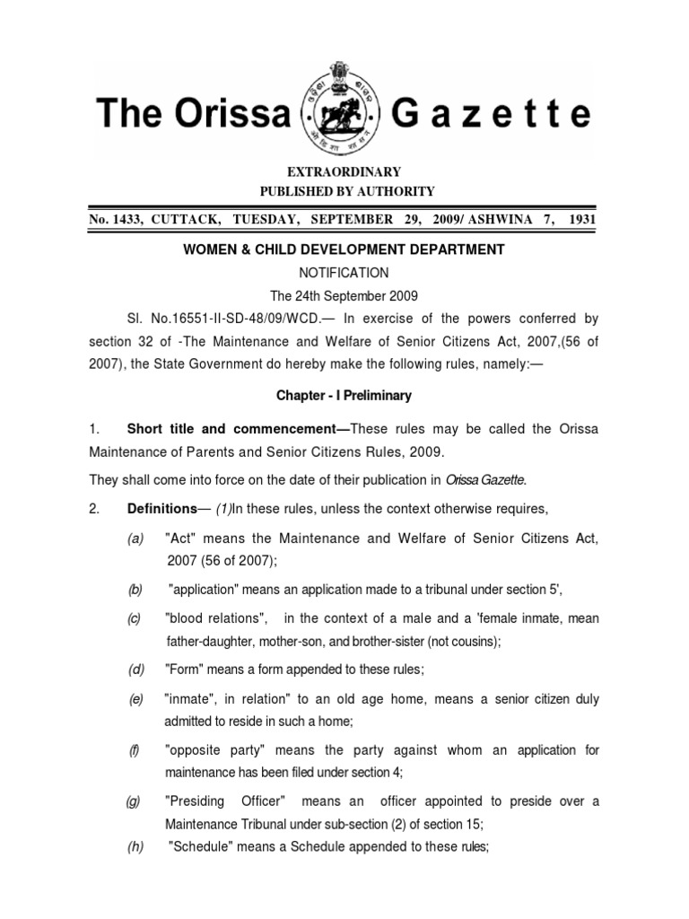 Senior Citizens Act 2007 | PDF | Service Of Process | Dormitory