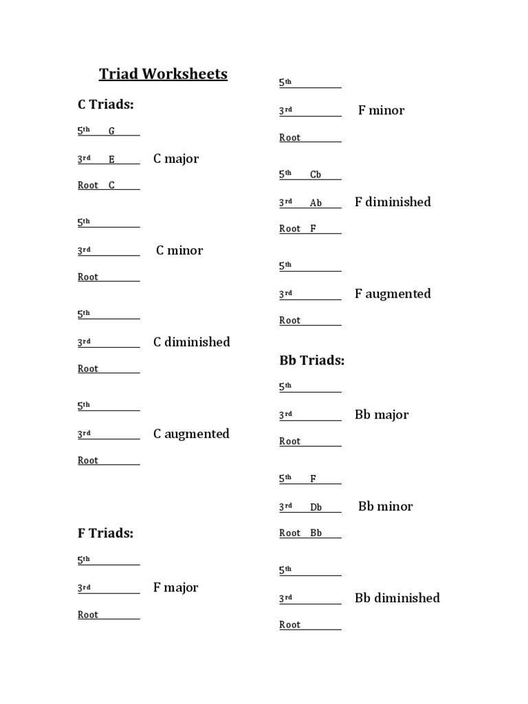 Music Theory: Triad Worksheets | PDF | Music Theory | Pitch (Music)