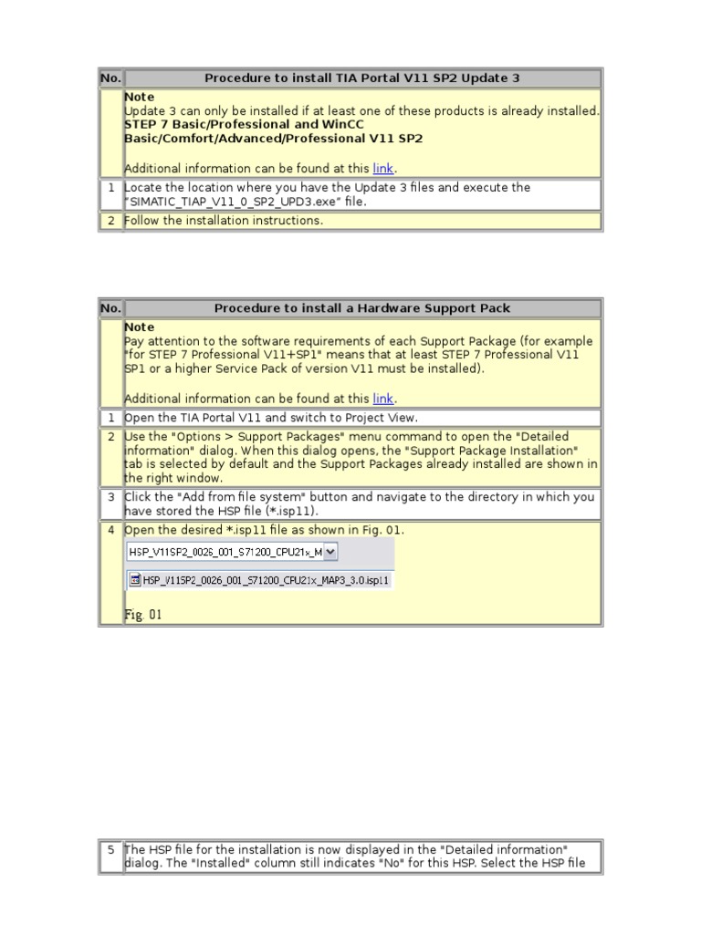 No. Procedure To Install Tia Portal V11 Sp2 Update 3 Note Step 7 Basic/Professional and Wincc ...