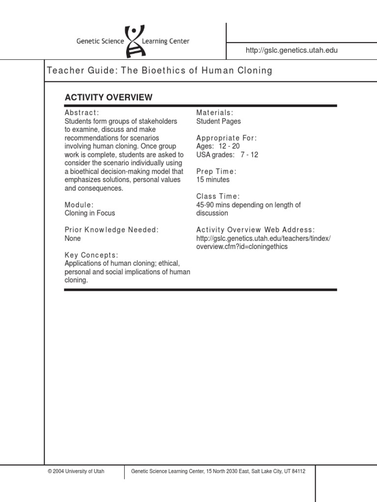 Cloning Bioethics PDF | PDF | Stem Cell | Bioethics