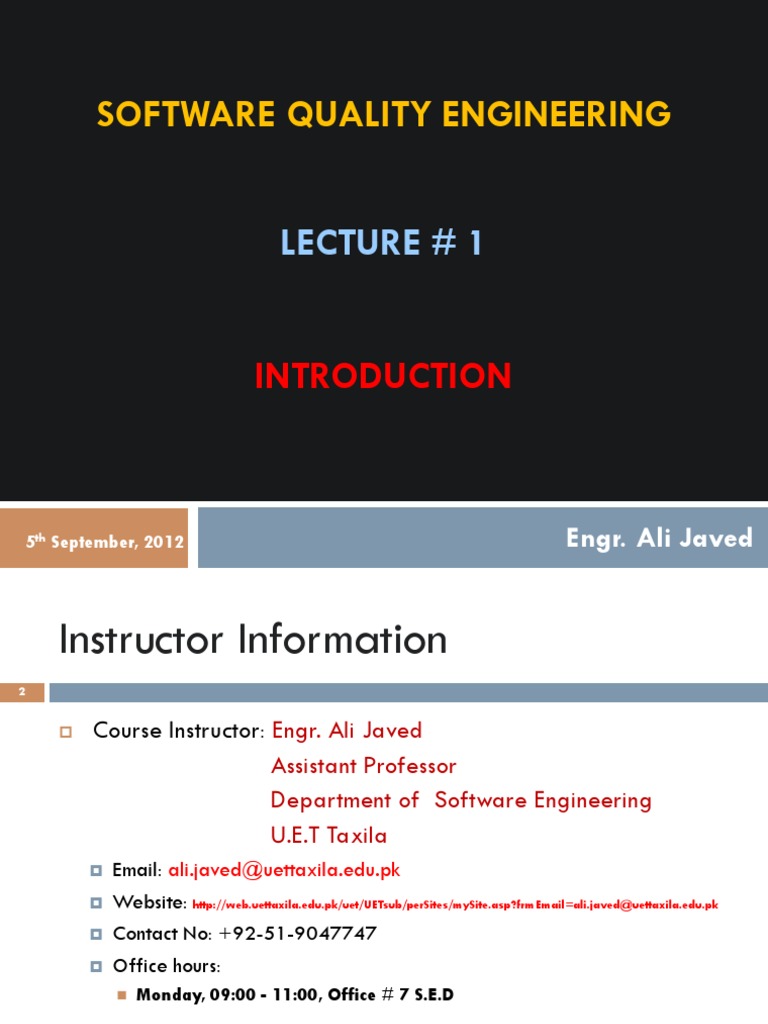 SQA Lecture 1 | PDF | Software Bug | Software Testing