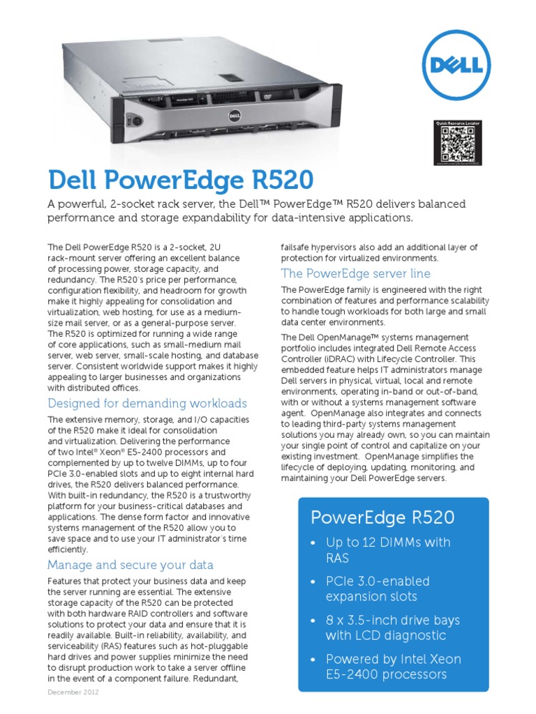 r520 Spec Sheet | PDF | Hyper V | Computer Hardware