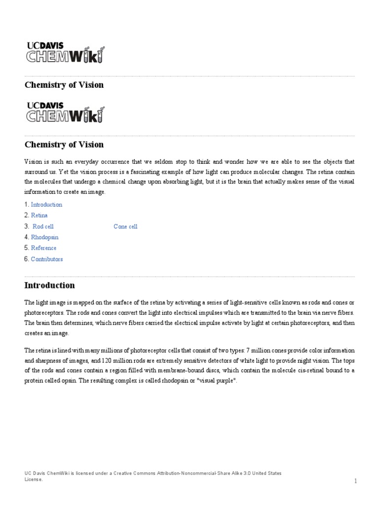 Chemistry of Vision | PDF | Retina | Visual System