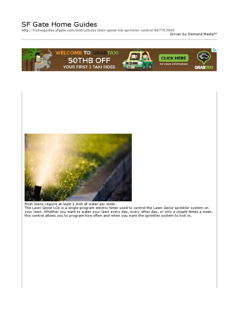 Instructions For The Lawn Genie LC6 Sprinkler Control | PDF | Fire ...