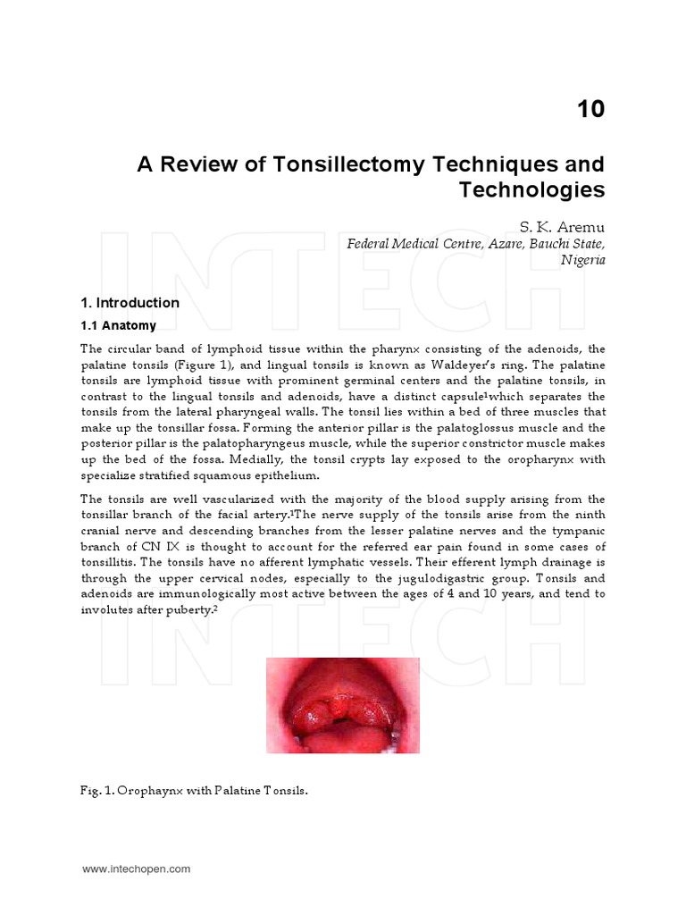 Tonsillectomy Techniques Overview | PDF | Medicine | Clinical Medicine