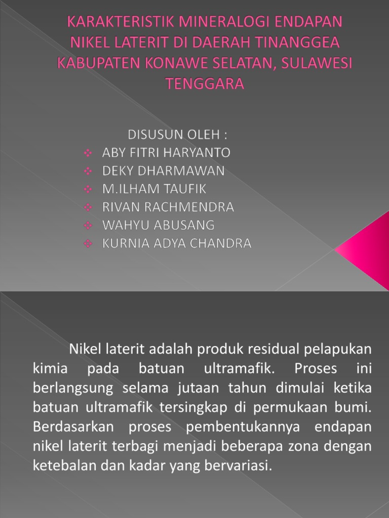 Profil dan Pembentukan Nikel Laterit di Sulawesi Tenggara | PDF | Ilmu ...