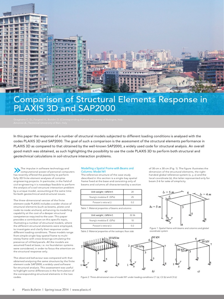 Iss35 Art1 - Comparison of Structural Elements Response in PLAXIS 3D & SAP2000 | PDF | Bending ...
