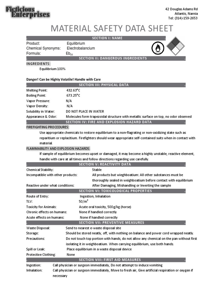 Equilibrium MSDS: Safety & Handling Guide | PDF