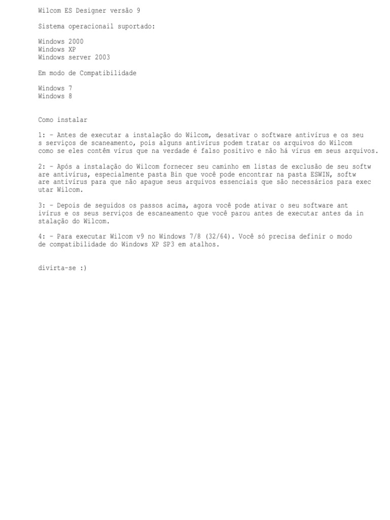 Manual de Instalação Do Wilcom ES v9 | PDF