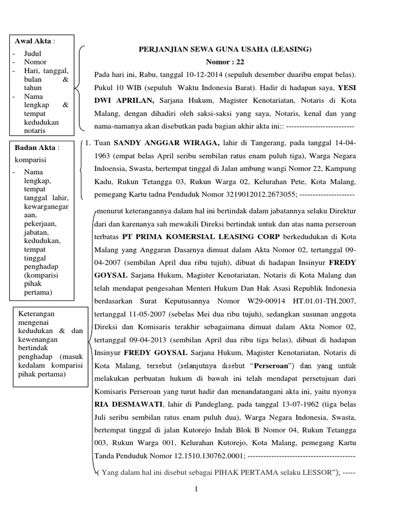 Contoh Perjanjian Leasing Karyawan | PDF