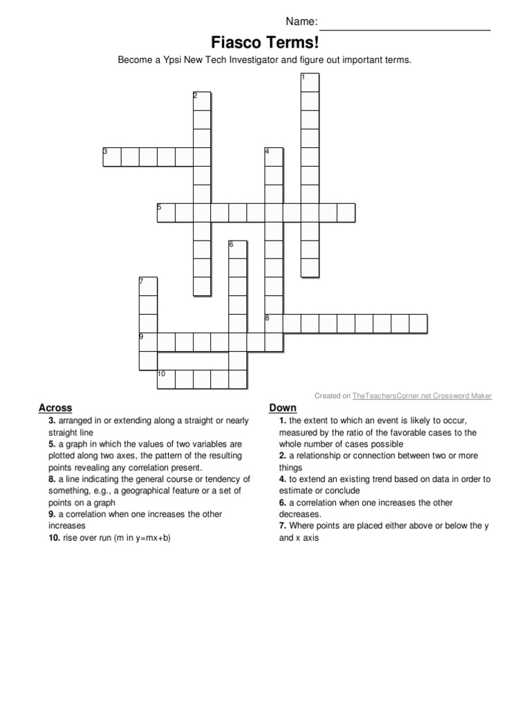 Fiasco Terms Crossword Puzzle Guide | PDF | Finance & Money Management ...