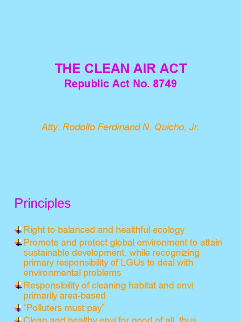 Clean Air Act of The Philippines | PDF | Clean Air Act (United States ...