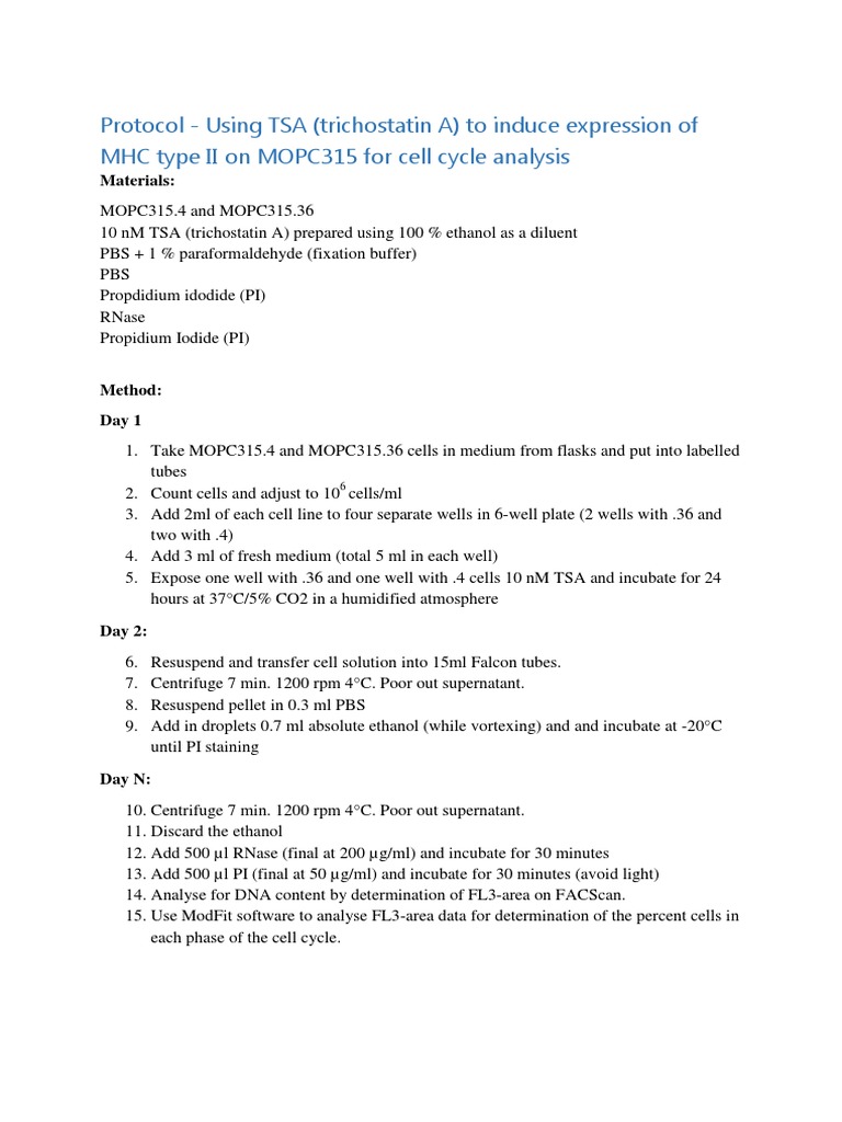 Protocol TSA MHC Type II | PDF