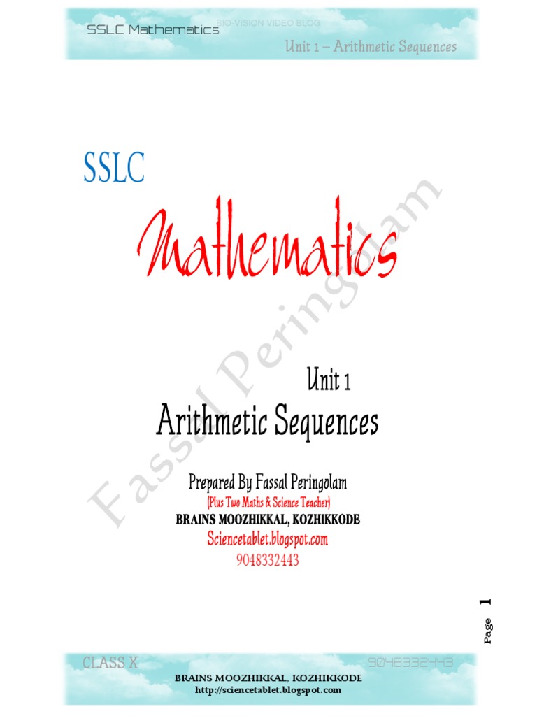 SSLC Maths Unit 1 | PDF | Summation | Arithmetic