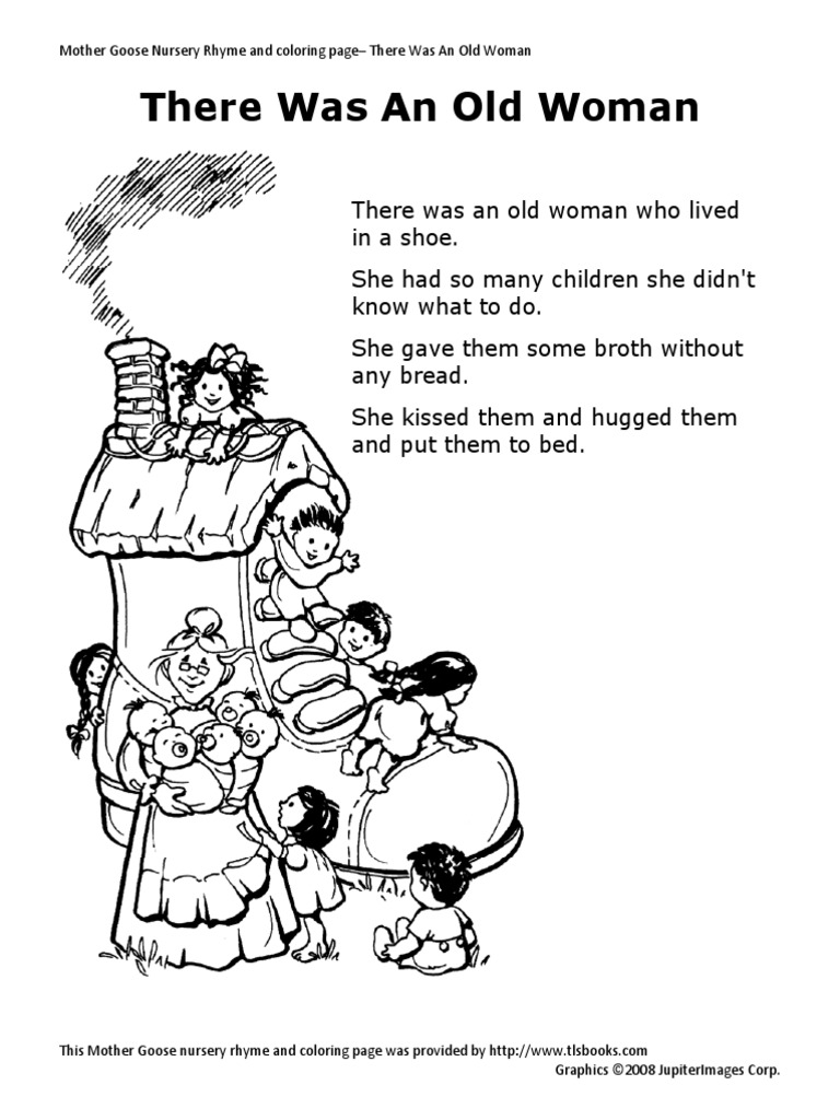 Old Woman in a Shoe Rhyme & Coloring | PDF