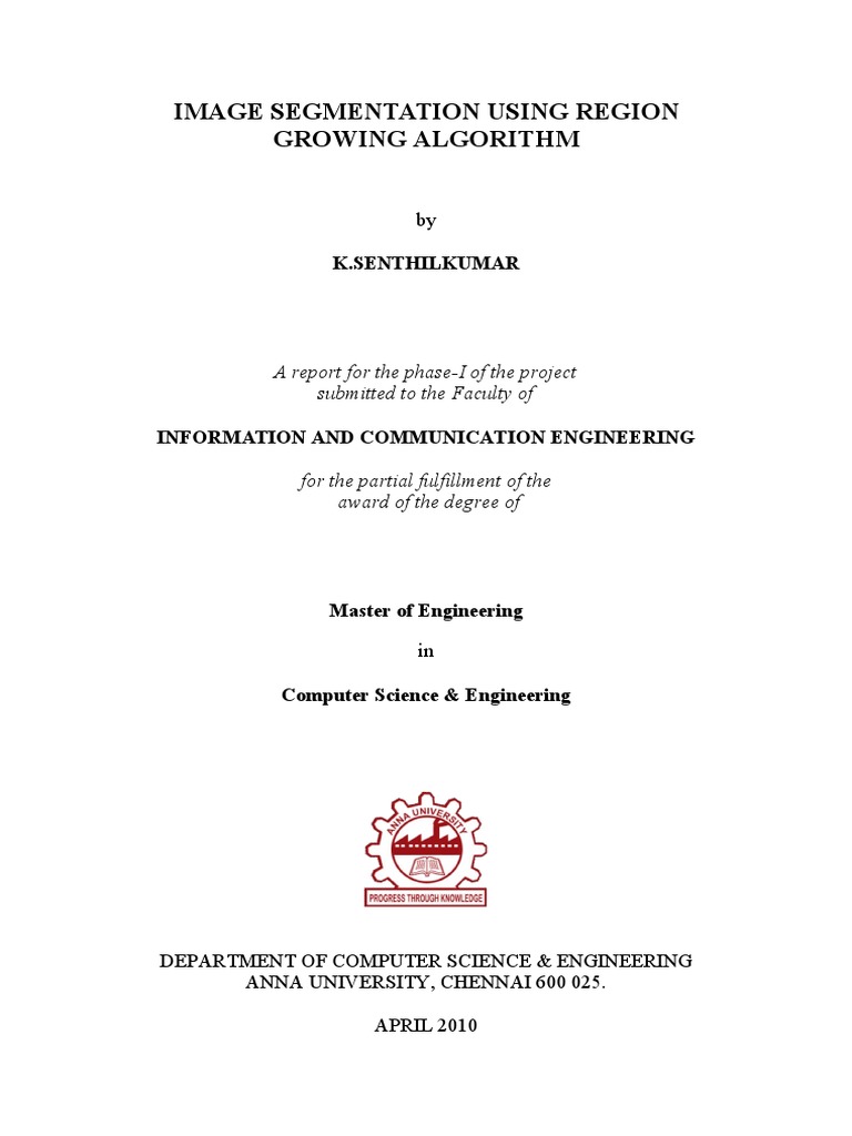Image Segmentation Using Region Growing Algorithm: K.Senthilkumar | PDF | Information Retrieval ...