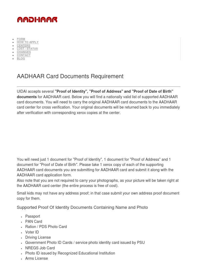 Aadhaar Card Document Guide | PDF | Identity Document | Official Documents