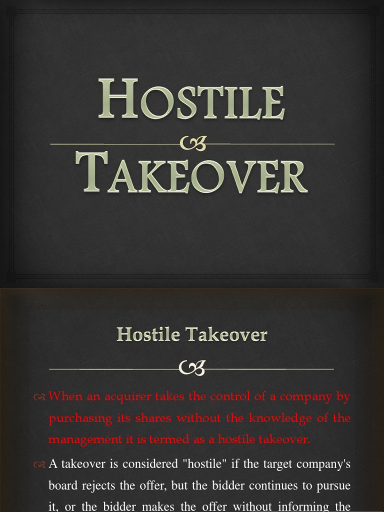 Hostile Takeover | PDF | Takeover | Corporate Law
