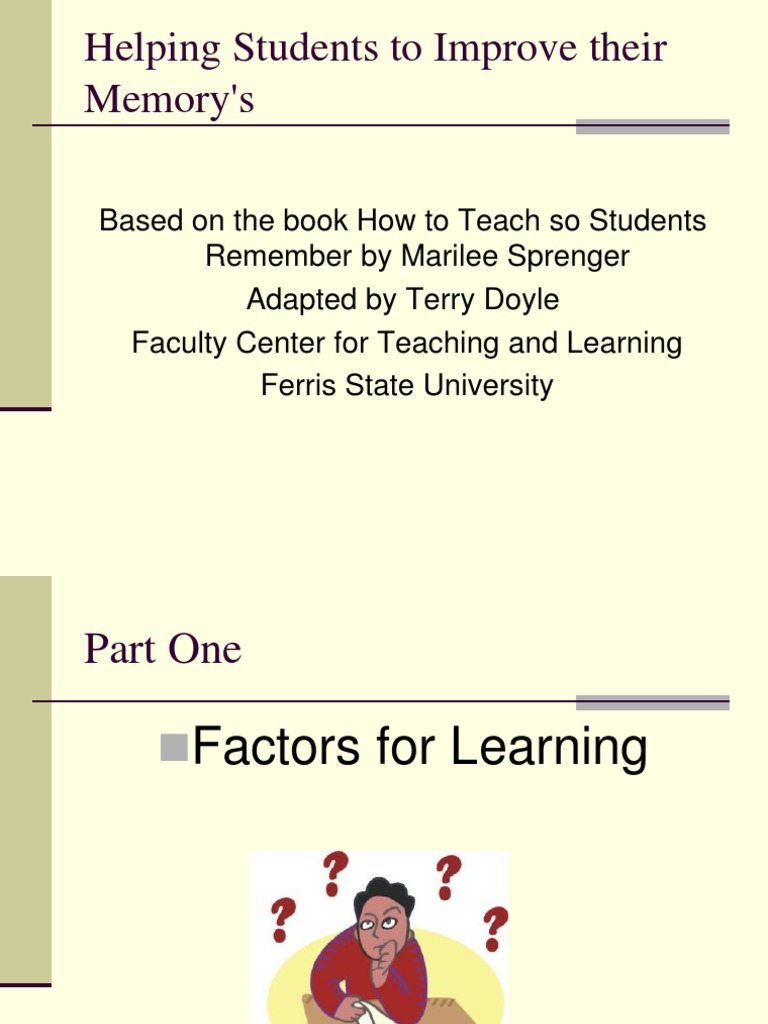 Improving Students Memory | PDF | Recall (Memory) | Memory