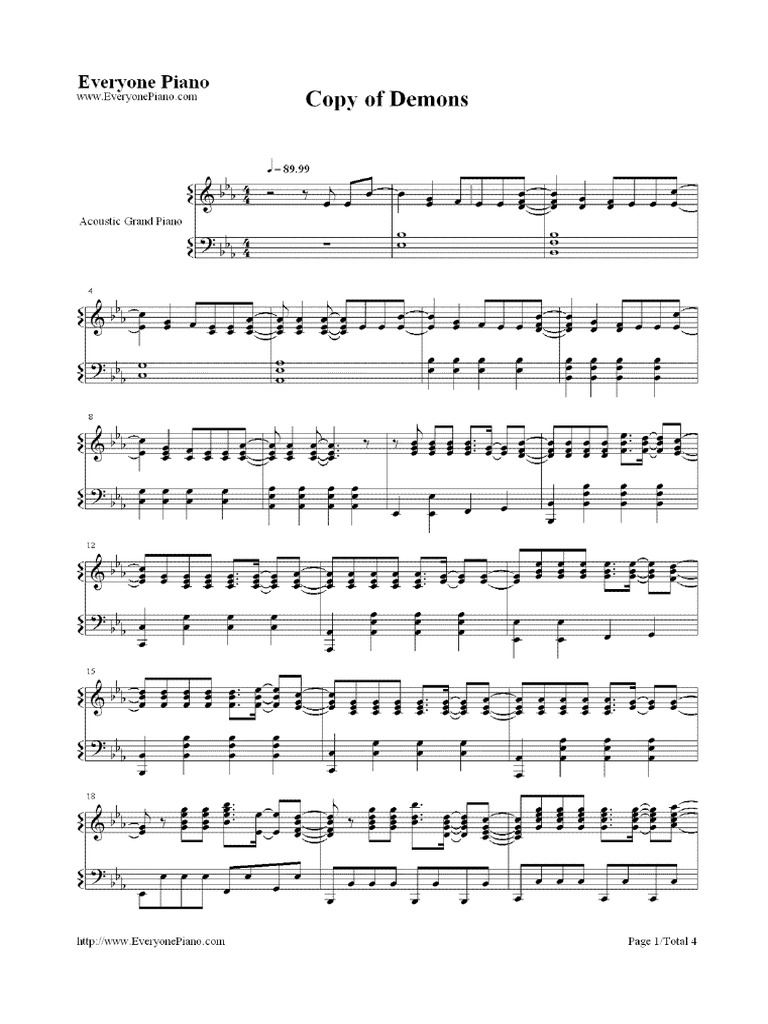 Demons Piano | PDF
