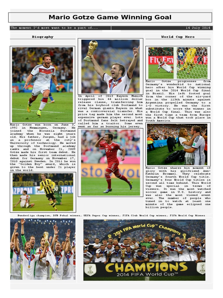 Mario Gotze's World Cup Winning Goal | PDF | Games & Activities
