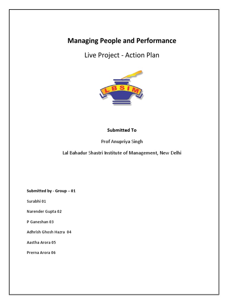 Managing People and Performance: Live Project - Action Plan | PDF ...