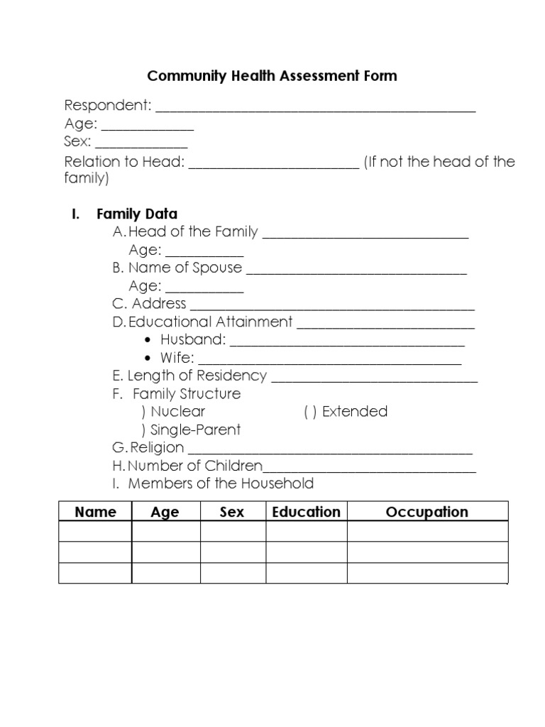 Community Health Assessment Form | PDF | Vitamin A | Nutrition