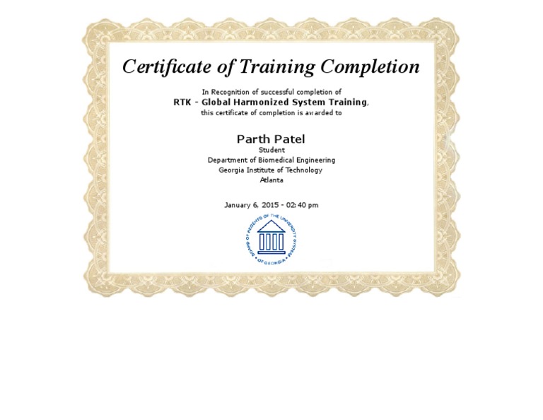 RTK Training: Certificate of Completion | PDF