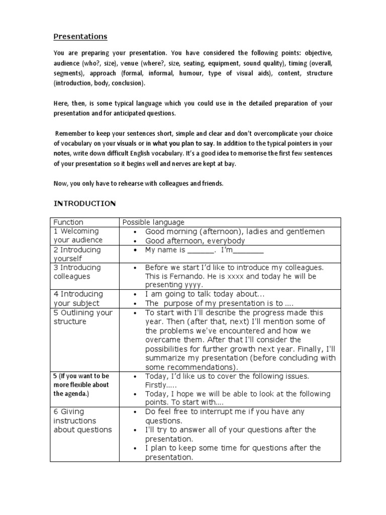 How To Prepare A Presentation in English | PDF | Cognition | Communication