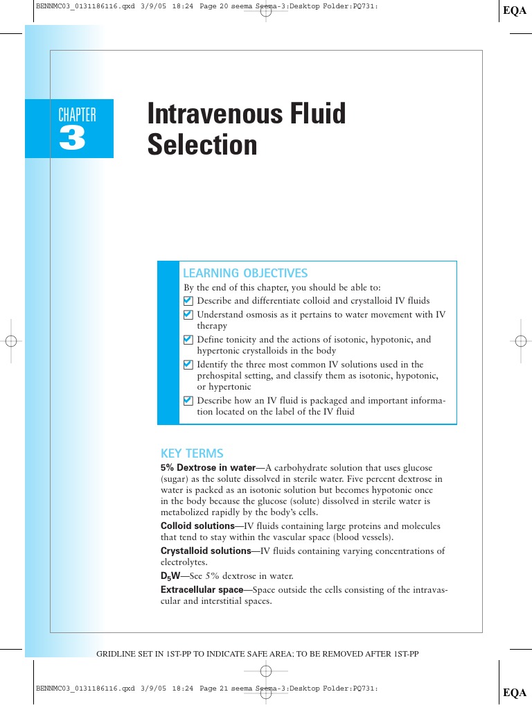 Intravenous Fluid Selection | PDF | Saline (Medicine) | Intravenous Therapy