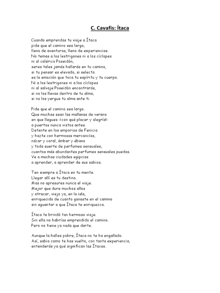 Análisis Ítaca Cavafis | PDF | Odiseo