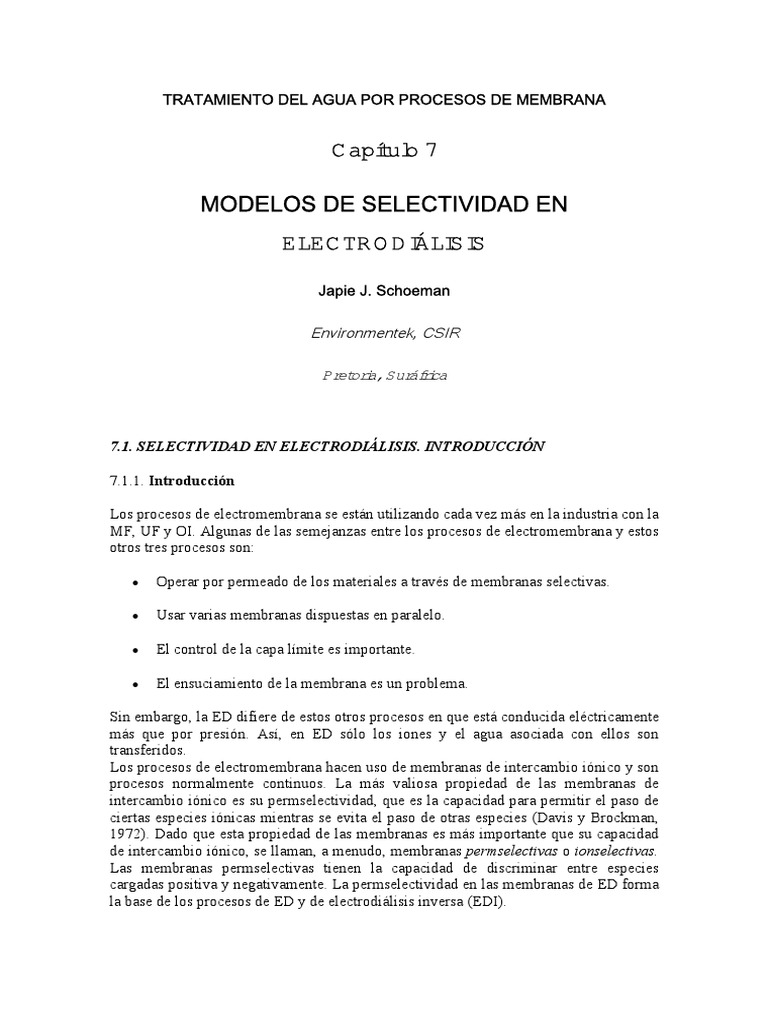 Electrodiálisis | PDF | Intercambio iónico | Ion