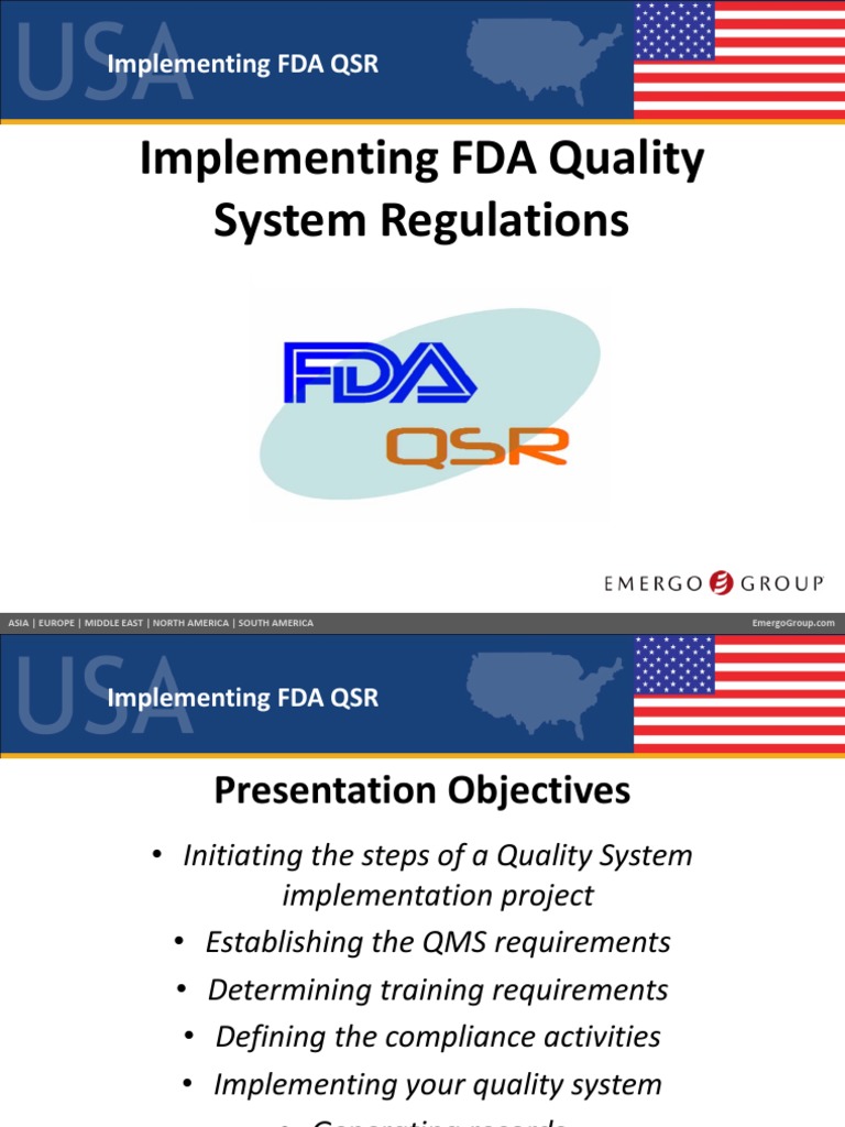 Implementation of FDA Regulations | Quality Management System ...