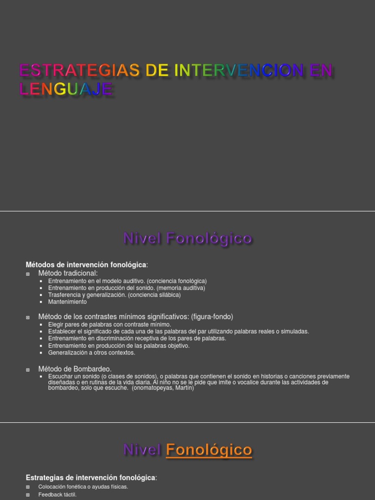 Estrategias de Intervención en Lenguaje | PDF | Palabra | Gramática