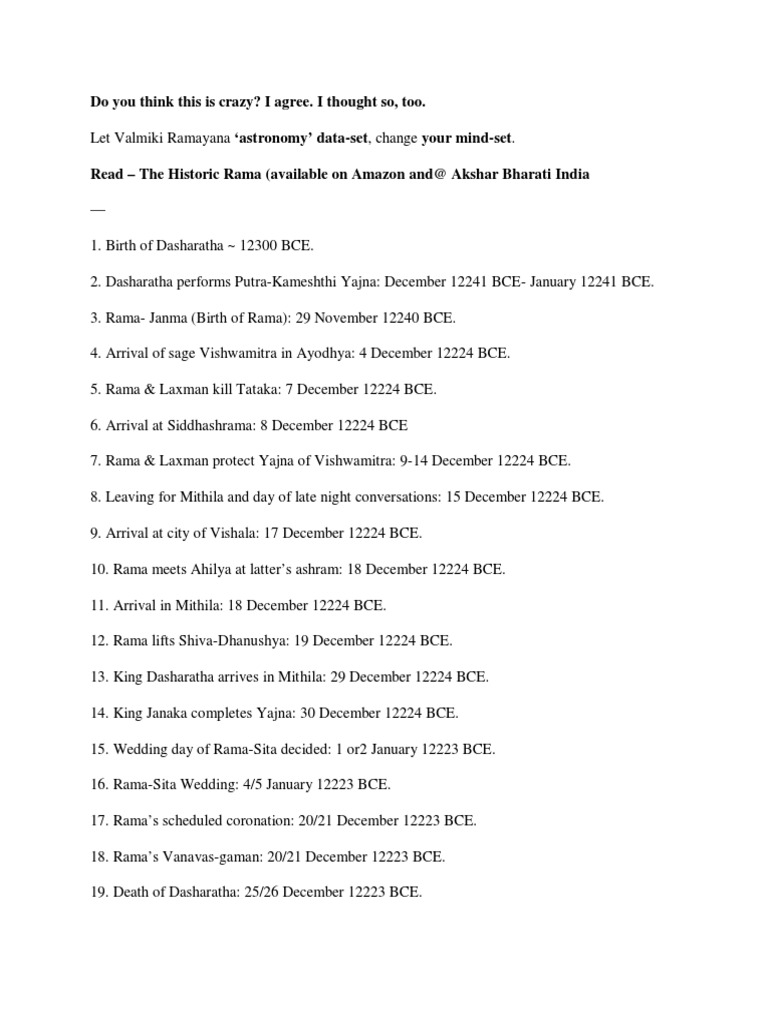 Ramayana Timeline | PDF | Rama | Sita