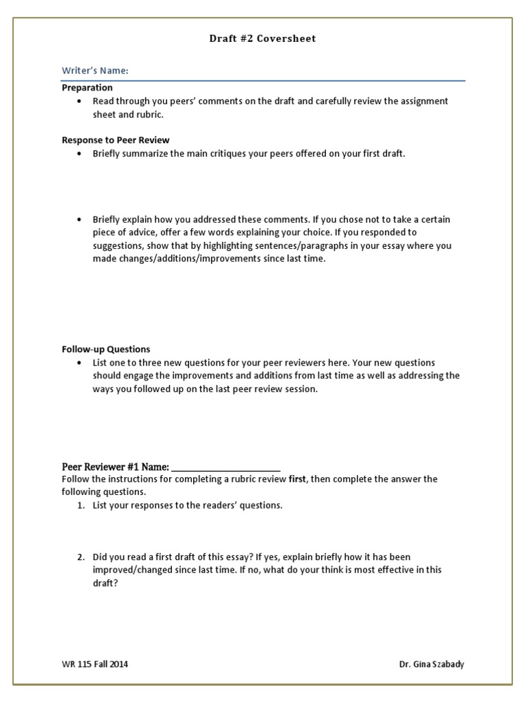 Peer Review Response Template WR 115 | PDF | Self-Improvement