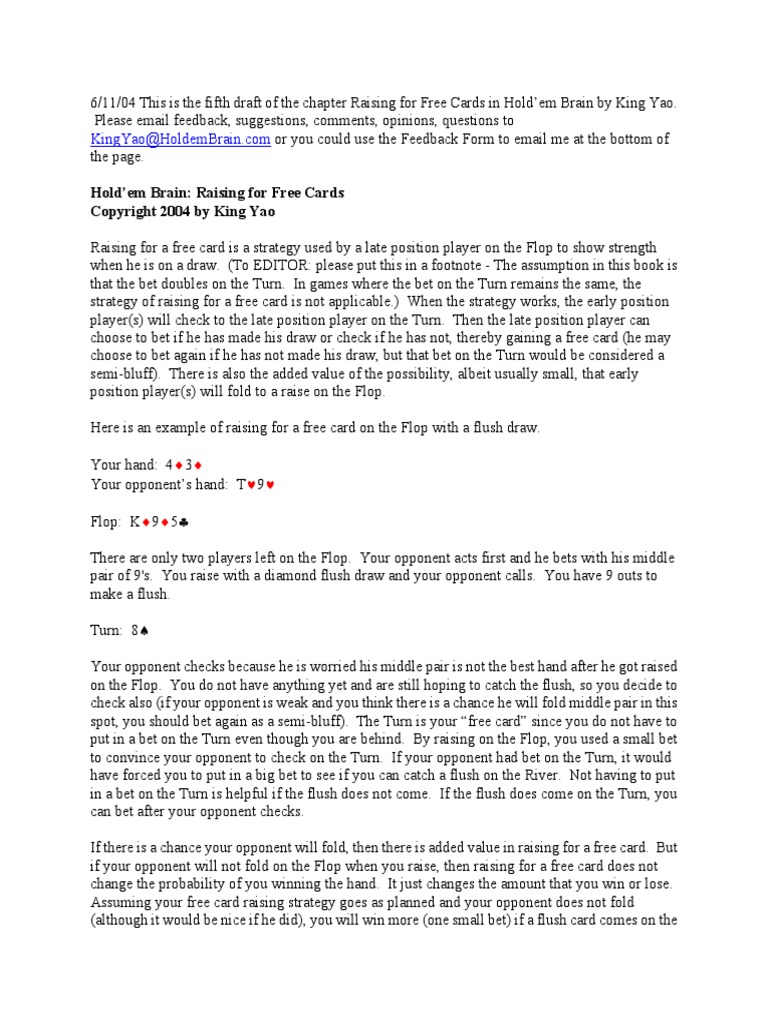 02.01 Free Cards | PDF | Betting In Poker | Game Rules