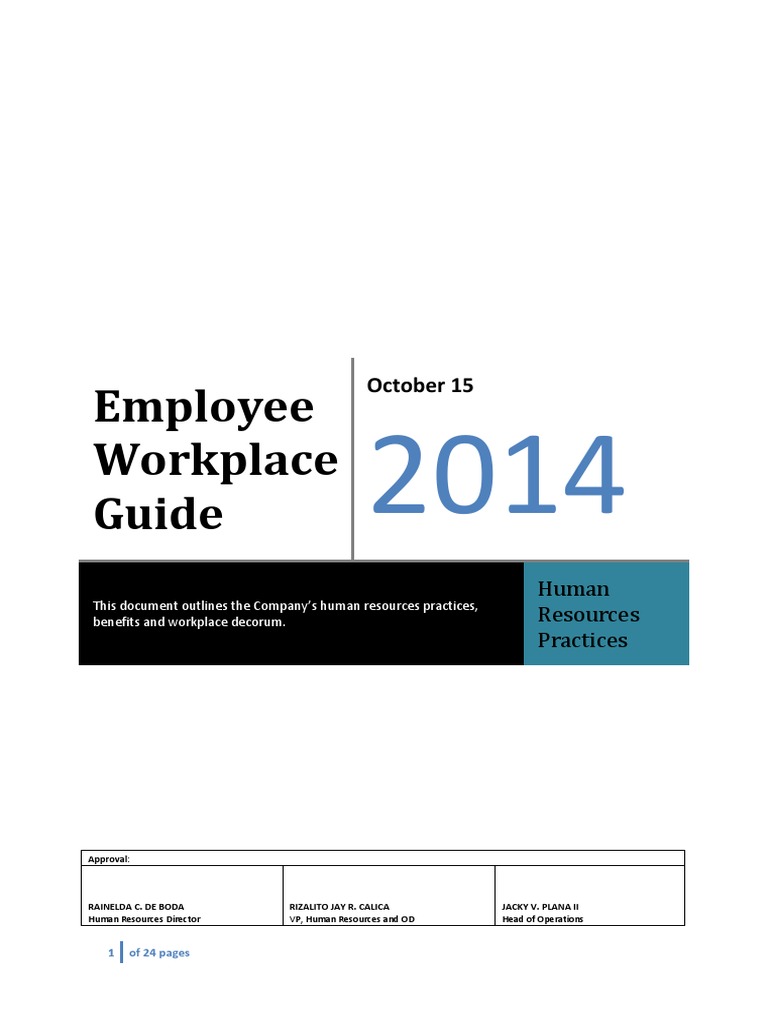 Coc Part 1 - HR Practices and Workplace Decorum V 6 0 | PDF | Overtime ...