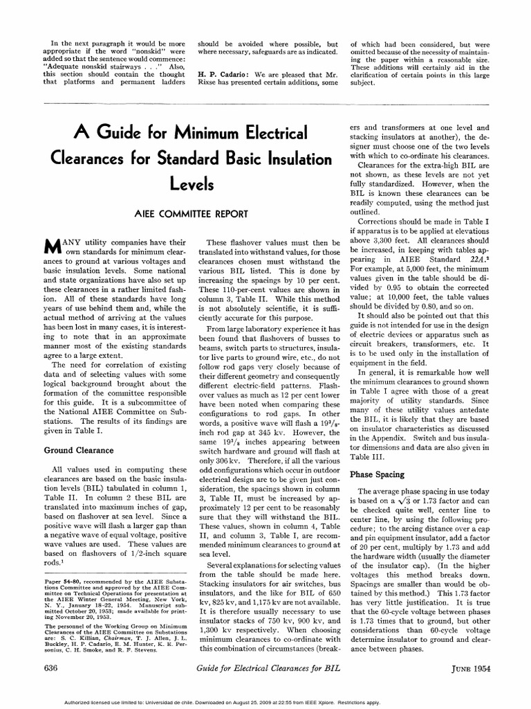 A Guide For Minimun Electrical Clearances For Standard Basic Insulation ...