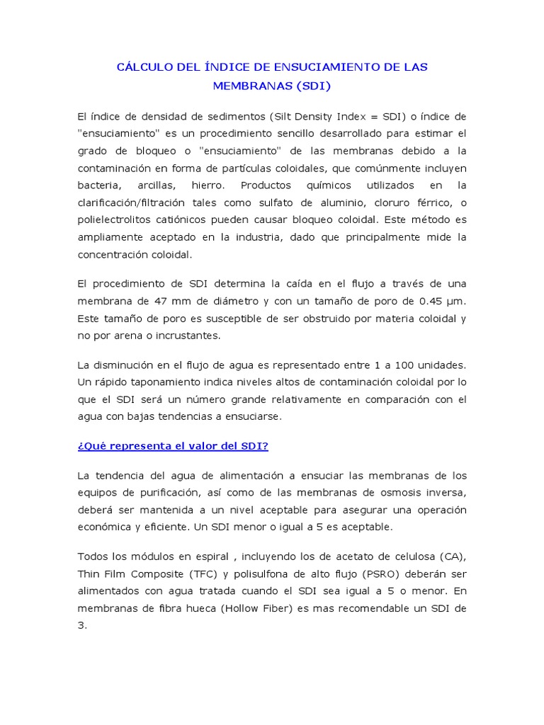 Calculo de SDI | PDF