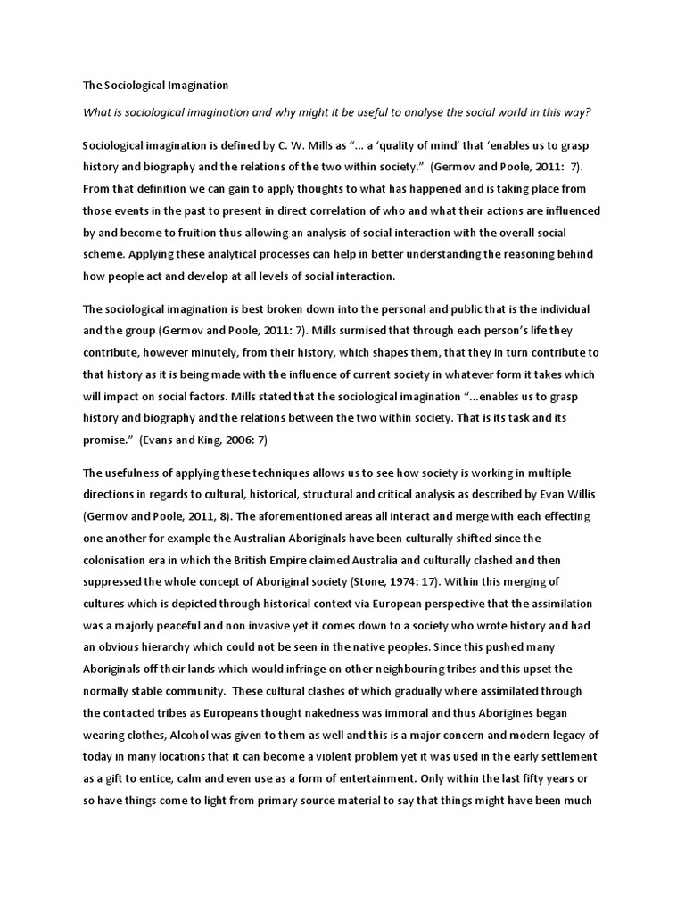 The Sociological Imagination | PDF | Imagination | Sociology