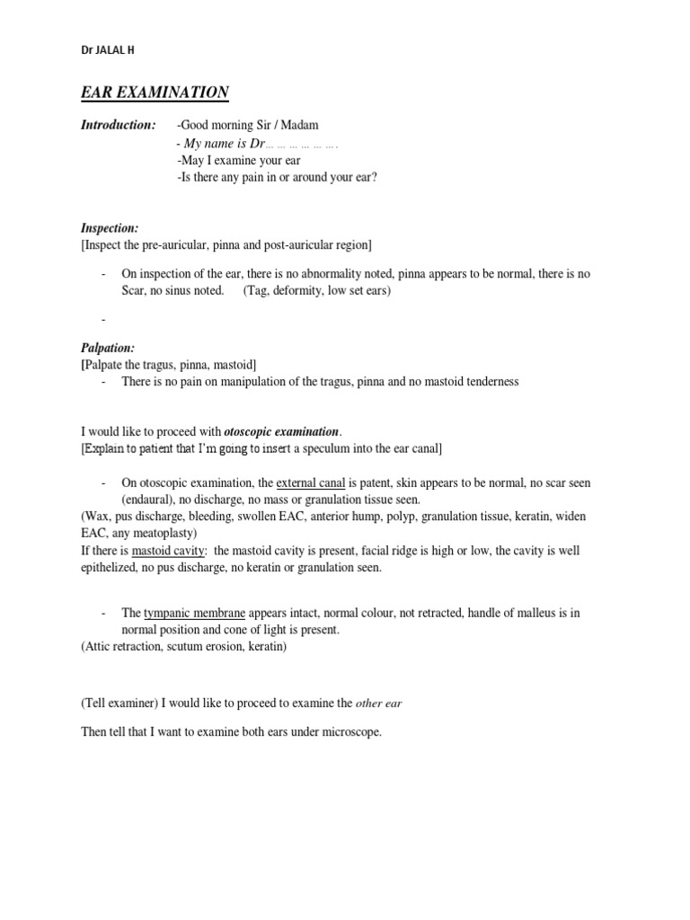 Ent Examination | PDF | Wellness | Science & Mathematics