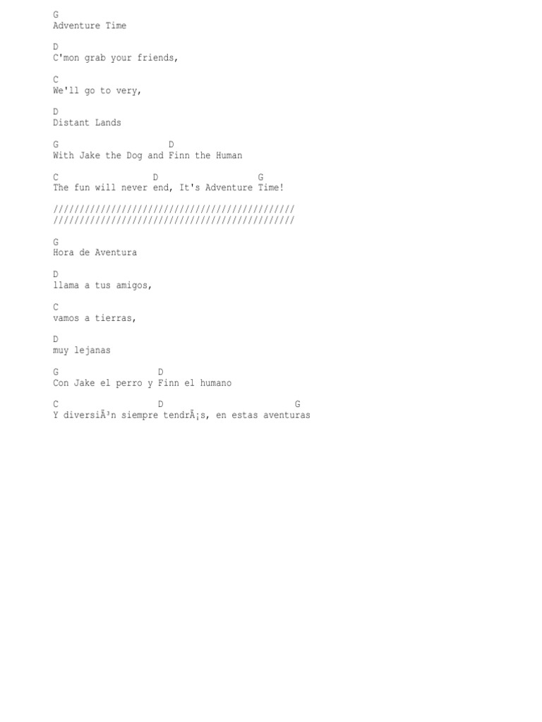 Adventure Time Intro Lyrics | PDF