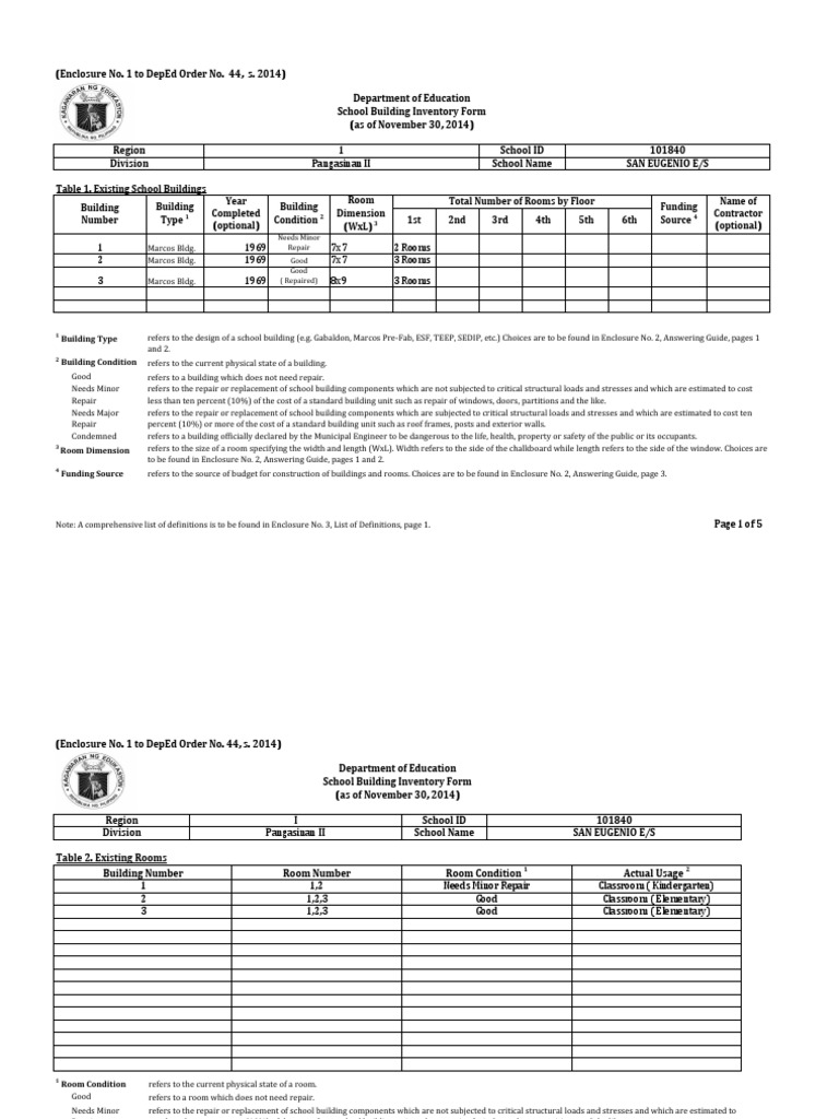 Final - National School Building Inventory Forms 10272014 | PDF | Wall ...