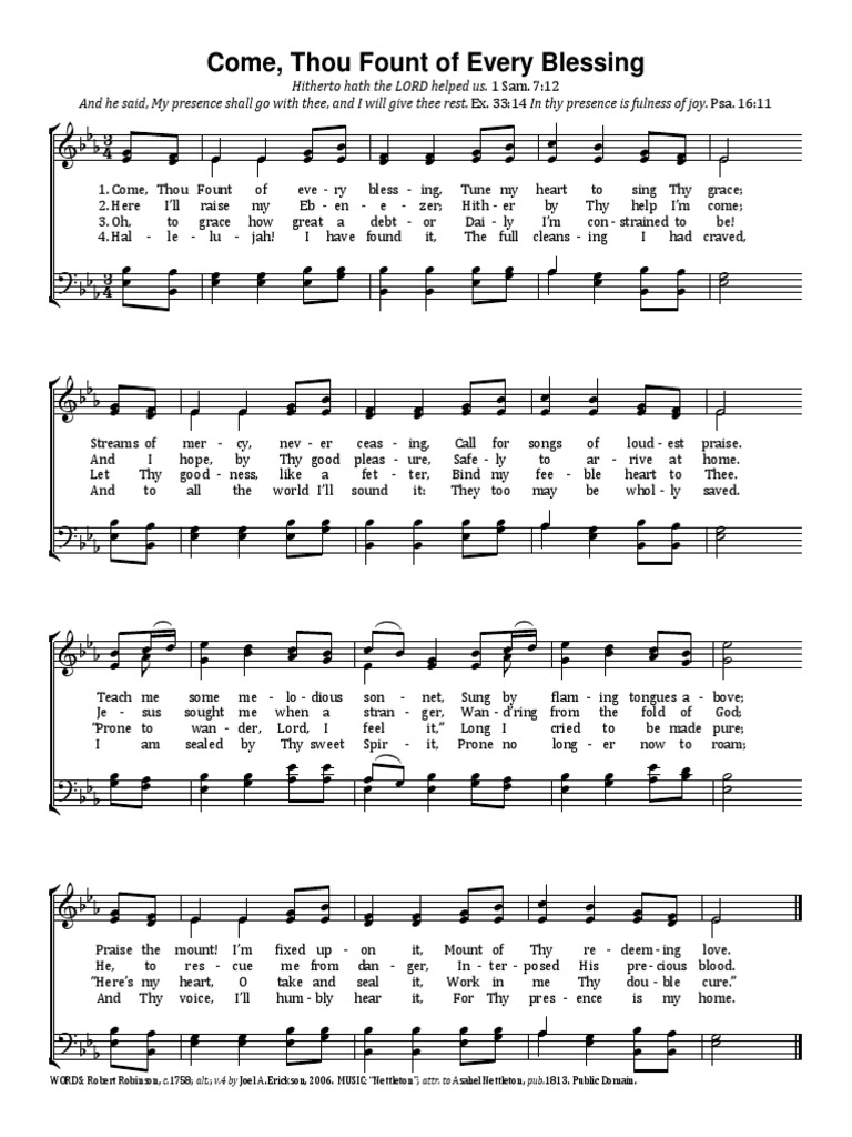 Hymn: Come, Thou Fount of Blessing | PDF | Religion & Spirituality | Poetry