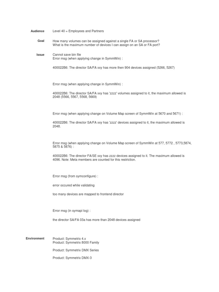 Max Luns To FA in EMC Vmax | PDF | Software Bug | Central Processing Unit