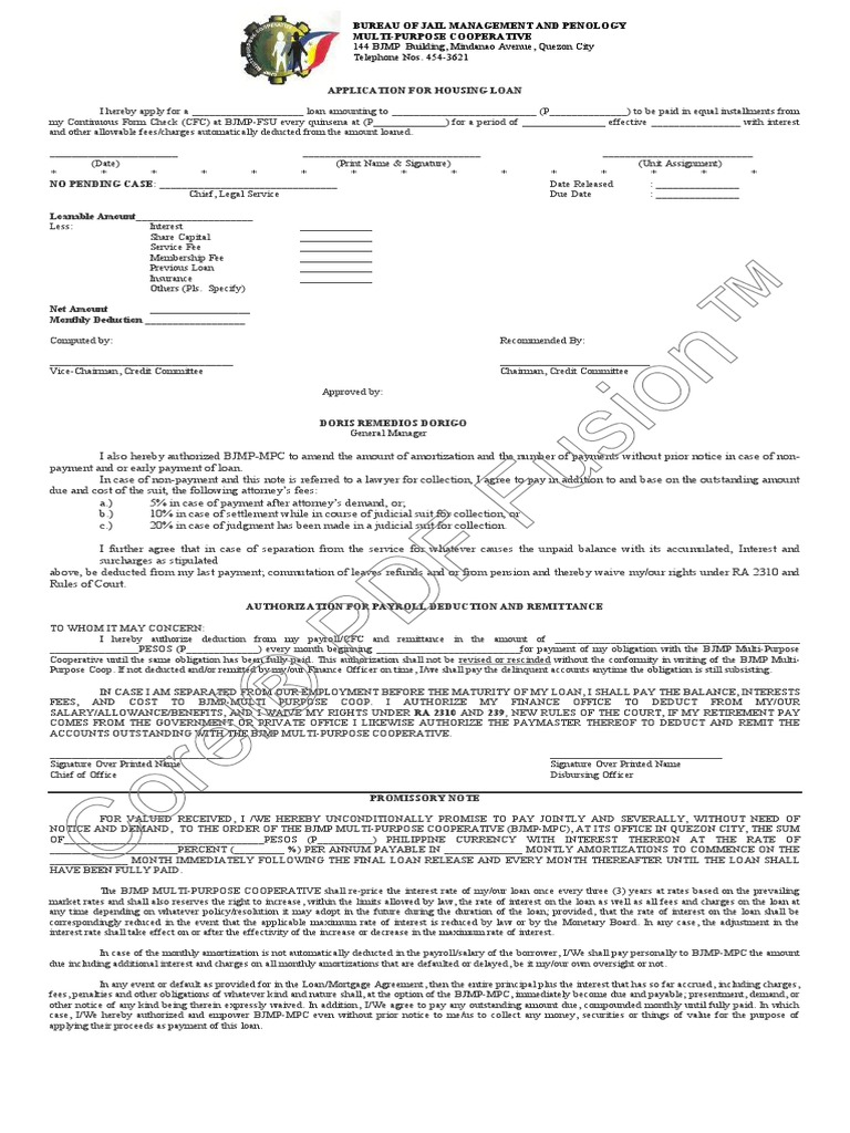 BJMP-Coop Housing Loan Form