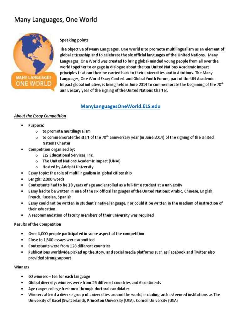 ManyLanguagesOneWorld Speaking Points | PDF | United Nations ...