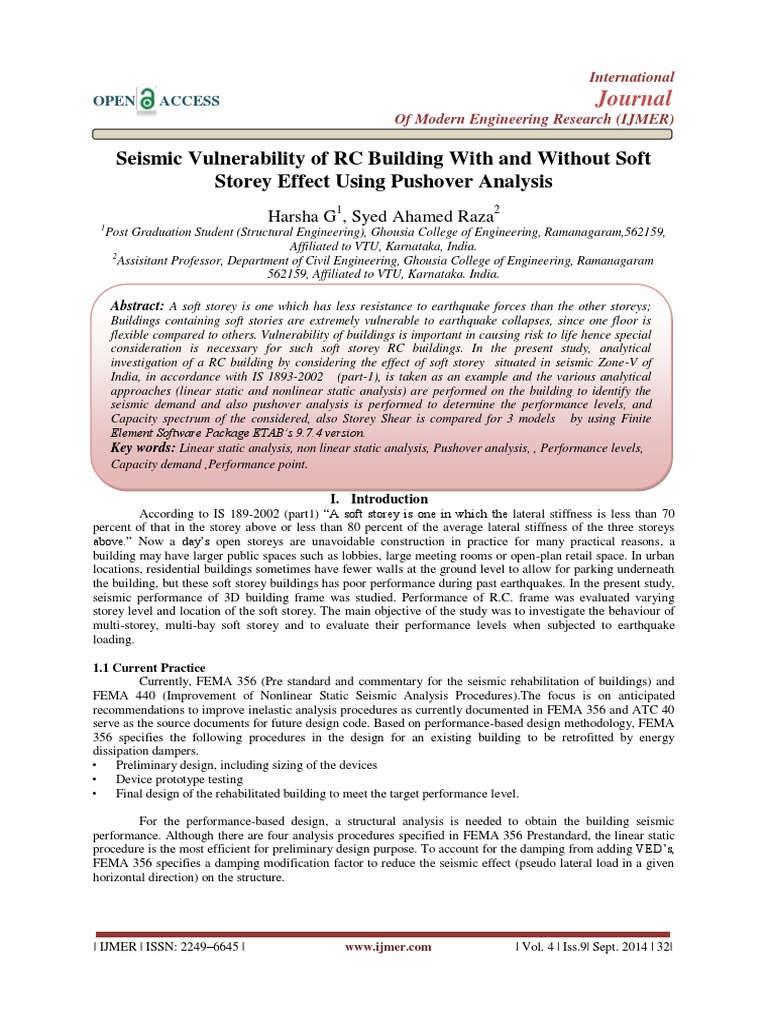 Seismic Vulnerability of RC Building With and Without Soft Storey ...