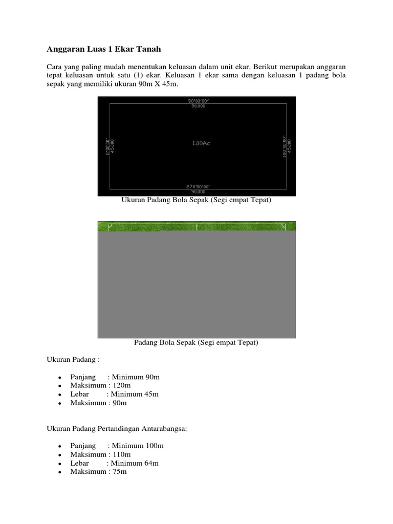 Luas 1 Ekar Tanah | PDF